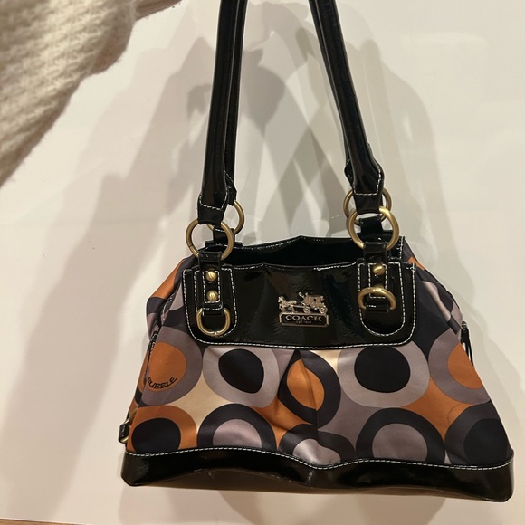 Coach | Bags | Coach Black And Multicolor Circle Pattern Shoulder Bag ...